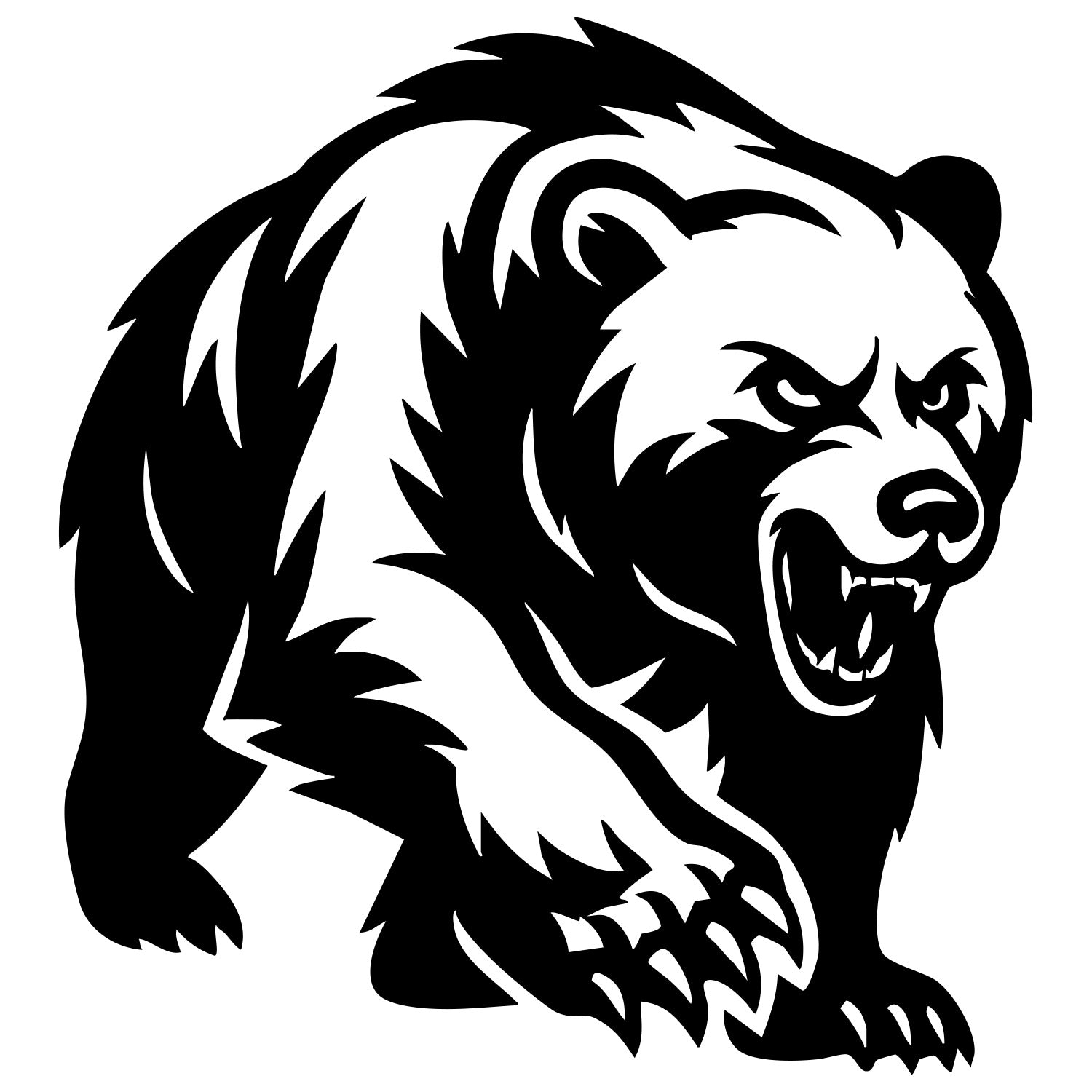 Angry Grizzly Bear DXF File – CNC Cutting Design | AWBEAR218 – DXF ...