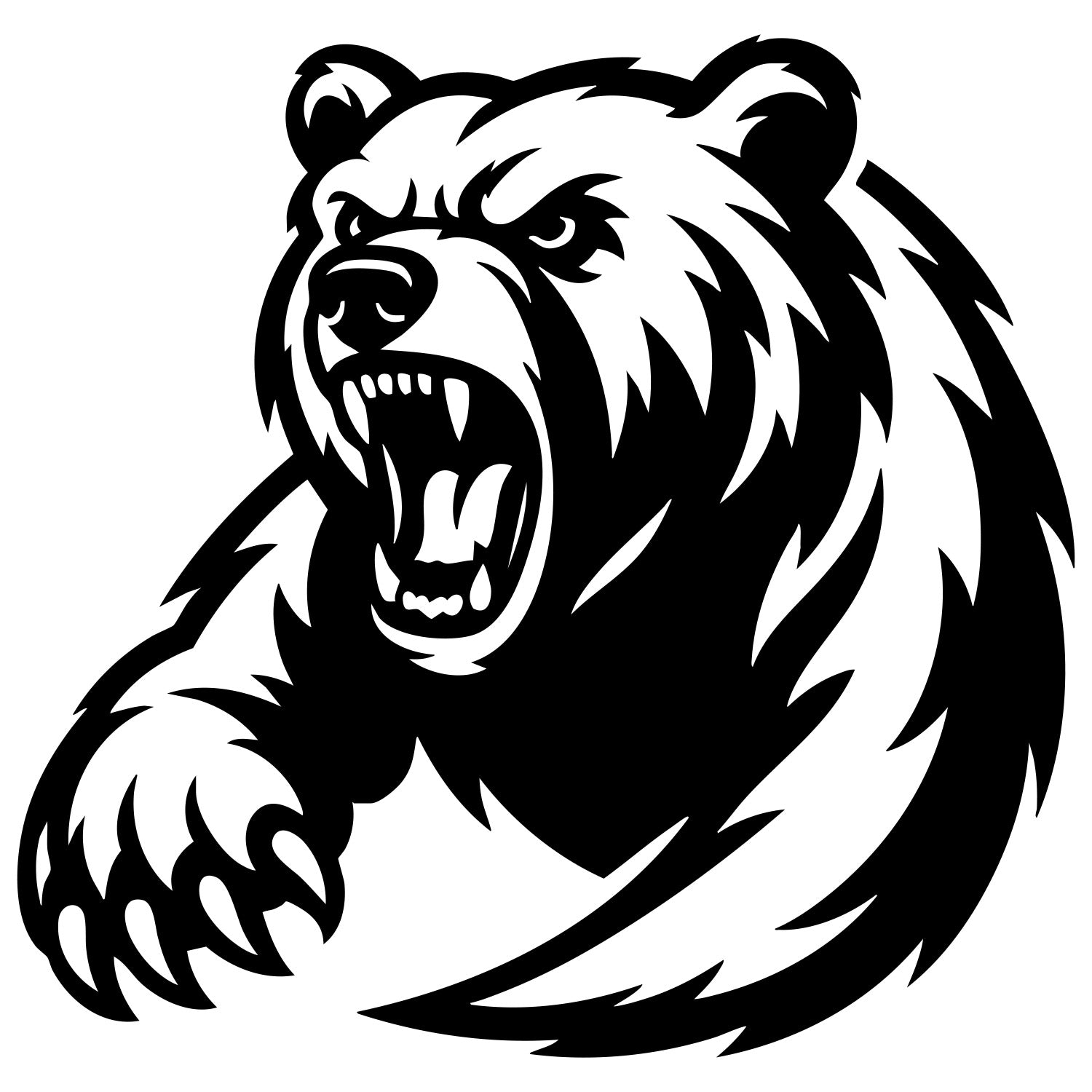 Angry Grizzly Bear Head DXF File – CNC Cutting Design | AWBEAR77 – DXF ...