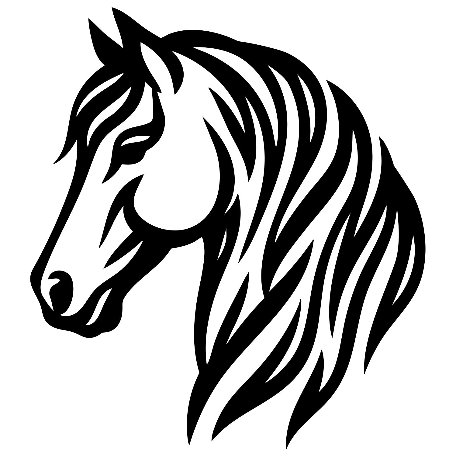 Horse Head DXF File – CNC Cutting Design | AFHORSE86 – DXF Files for CNC