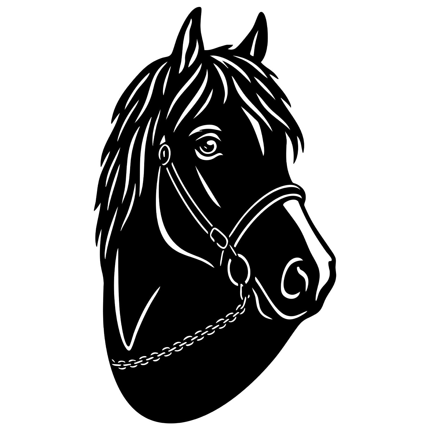 Horse Head Silhouette DXF File – CNC Cutting Design | AFHORSE4 – DXF ...
