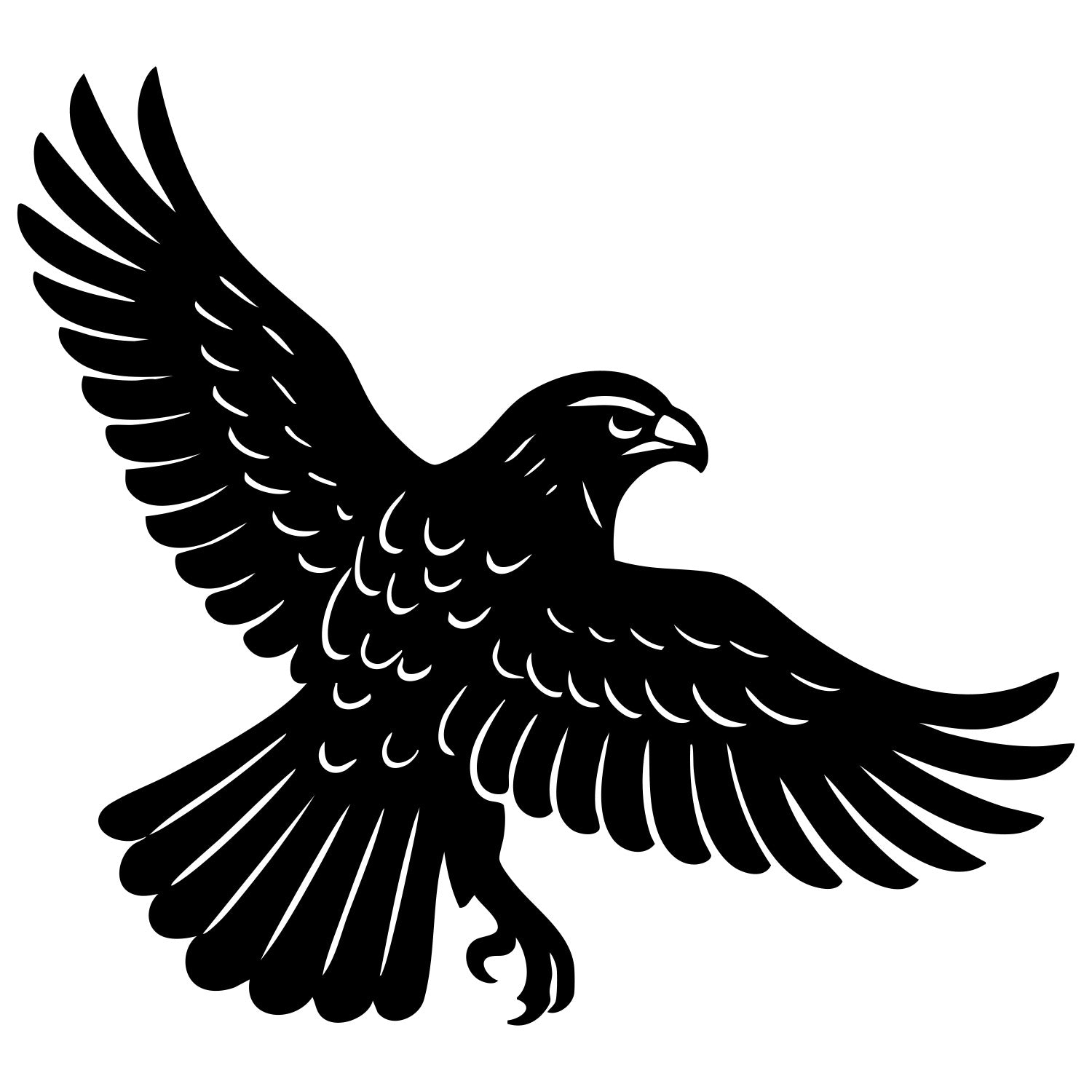 Red-tailed Hawk DXF File – CNC Cutting Design | ABHAWK110 – DXF Files ...